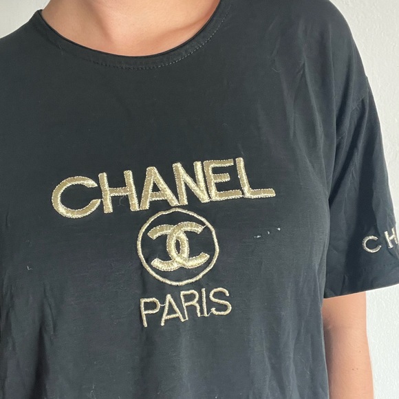 chanel boutique | Tops | Vintage Chanel Big Embroidery Logo | Poshmark